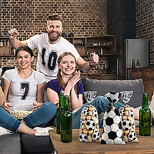 100 Pieces Soccer Ball Treat Bags 2 Designs Soccer Goodie Bags Football Cellophane Bags Party Favor Gift Bag with 100 Pieces Twist Ties for Kids Soccer Themed Birthday Supplies