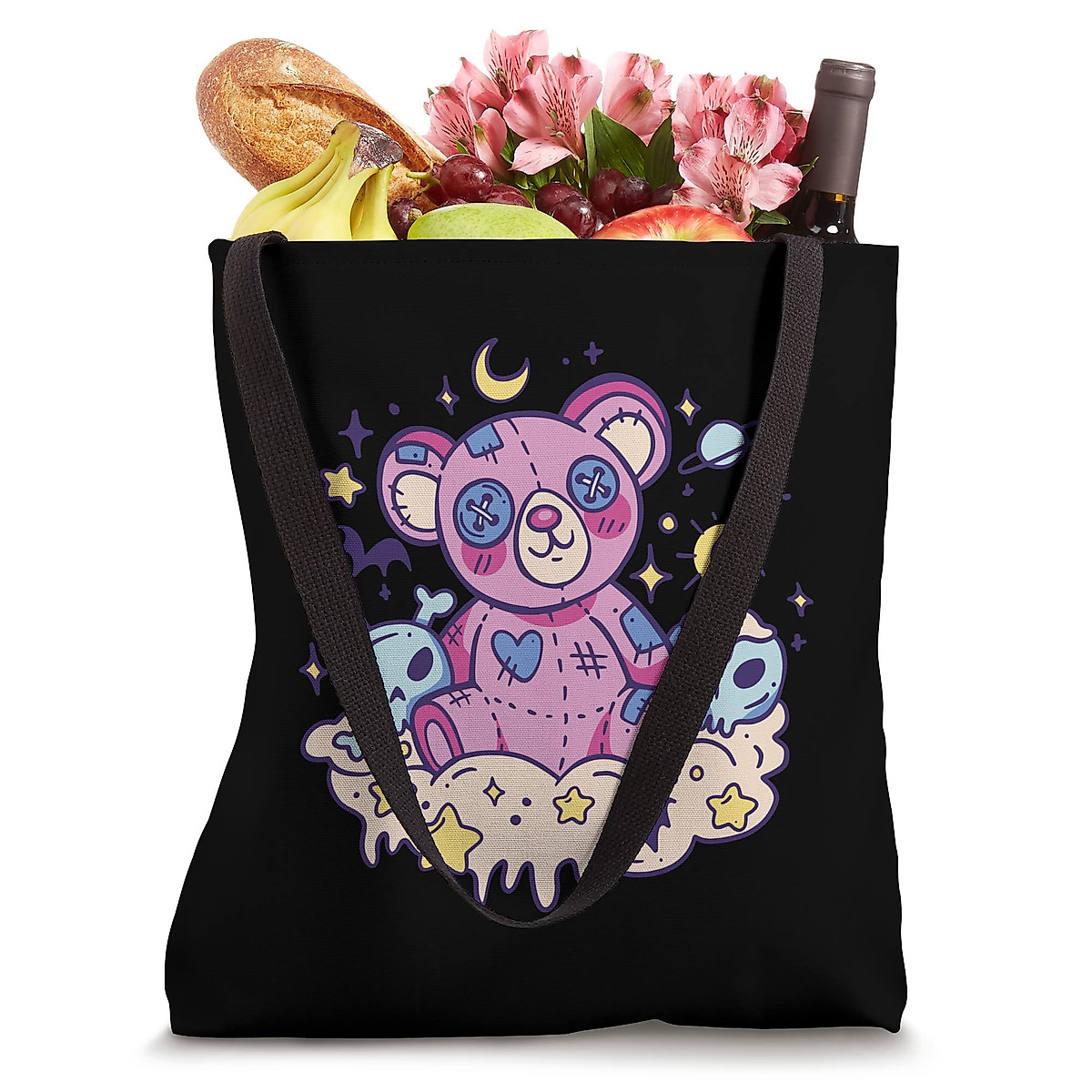 Goth Teddy Toy Creepy Skull Bear Tote Bag