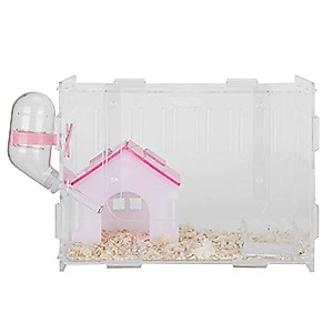 Hamster Single Layer House, Single Layer Pet Cage Transparent Hamster Cage, Hamster Supplies with Feeding Basin Acrylic Aquarium Aniamals Pets for Fish Tank(Small)