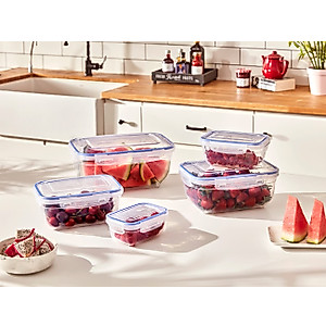 Large Plastic Food Storage Container with airtight Lid for Pantry, Fridge- 10 Cup, 80 Oz- BPA Free, Leakproof Sealed Container- Microwave, Dishwasher and Freezer Safe (Clear)