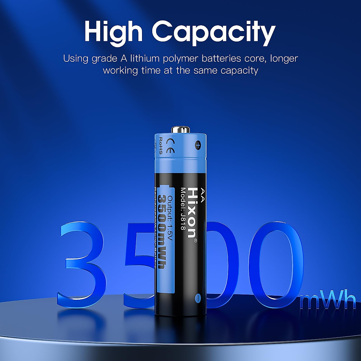 Hixon Rechargeable AA Batteries and LCD Charger,8x3500mWh Rechargeable AA Lithium 1.5V Batteries,Constant Output,Max 3A Current,1600Cycles,Fits for Blink Camera VR/Xbox Gaming Controller.