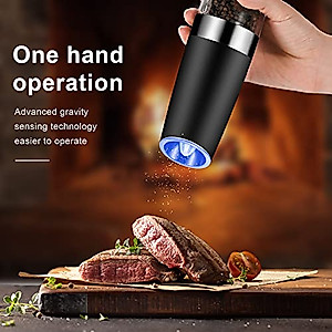 Balabuki Electric Salt and Pepper Grinder Set, Adjustable Coarseness, Salt Grinder with LED Light, 2 Pack
