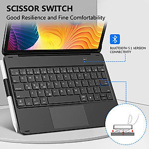 FINTIE Touchpad Keyboard Case for iPad Pro 11-inch (4th / 3rd Generation) 2022/2021 - Magnetically Detachable Bluetooth Backlit Trackpad Keyboard Cover, Also Fit iPad Air 5th/4th Gen 10.9, Black