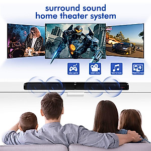 NA TV Sound bar, Bluetooth soundbar Speaker for tv with Surround Sound Home Theater System combinable Desgin, 4 Driver Speakers，tv/pc/Phone/Tablet Connection Remote Control，Wall Mountable