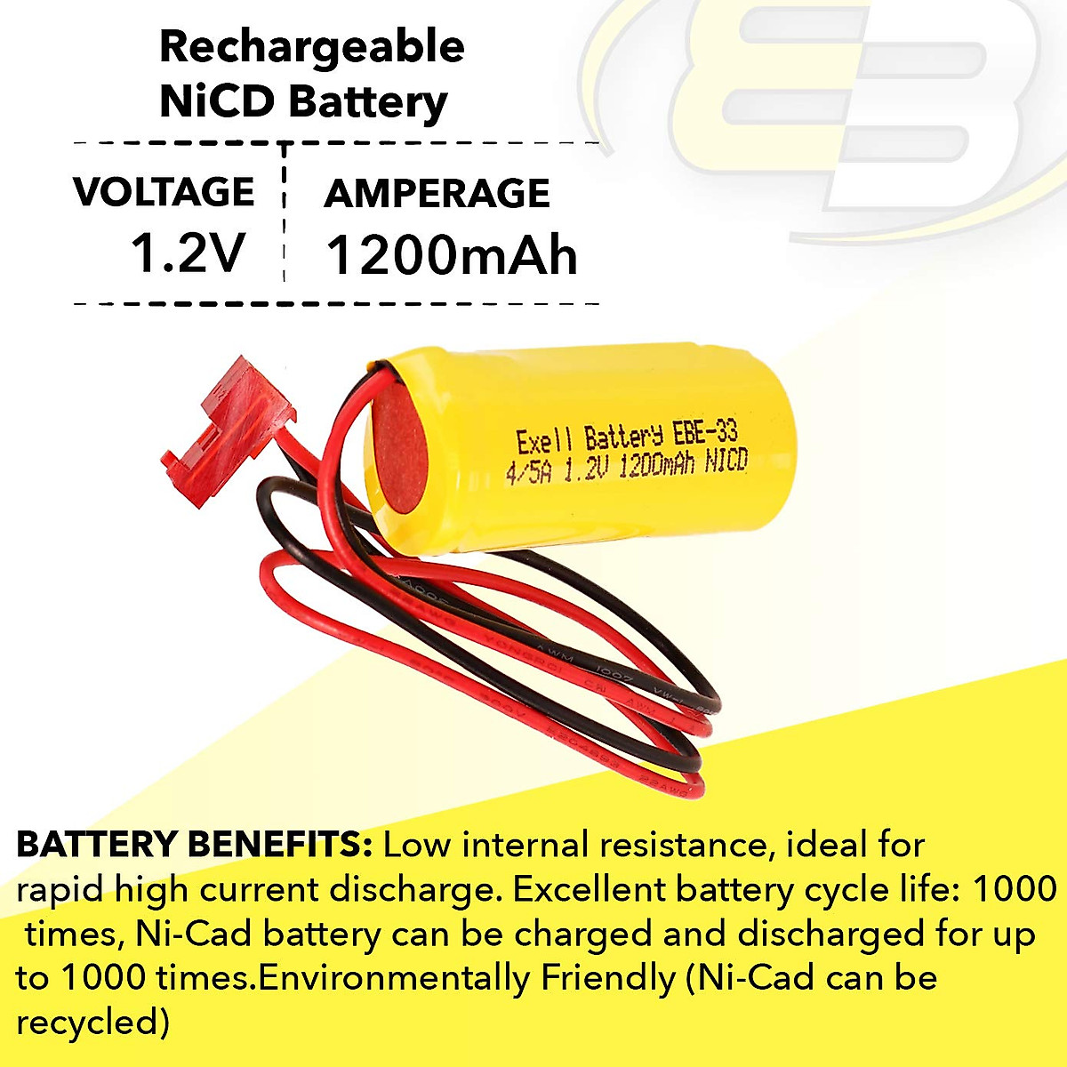 1.2V 1200mAh Emergency-Lighting Exit Sign Battery, Replaces Lithonia ELB1210N, ELB1P201N, ELB1P201N2, and ELB1P2901N