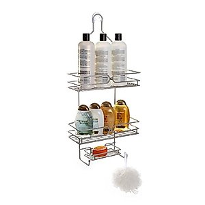 BINO Verona' Jumbo 3-Shelf Over-The-Showerhead Caddy, Nickel