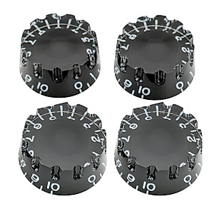 Musiclily Pro Inch Imperial LP Guitar Knurled Speed Knobs 24 Fine Splines Control Knobs for CTS Pots/USA Les Paul Style Electric Guitar, Black (Set of 4)