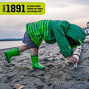 Western Chief Boys Waterproof Printed Rain Boot with Easy Pull on Handles - Fritz the Frog, 4 M US Big Kid