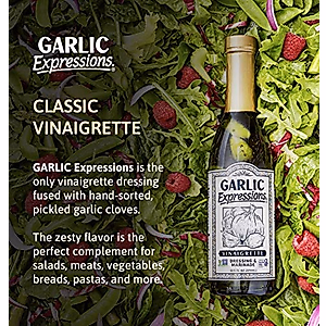 Garlic Expressions Vinaigrette Salad Dressing, Marinade | Non GMO, Vegan, Kosher, Allergen and Gluten Free Garlic Oil Vinaigrette Dressing Made with Hand-sorted Whole Fresh Garlic Cloves | 1 Pack
