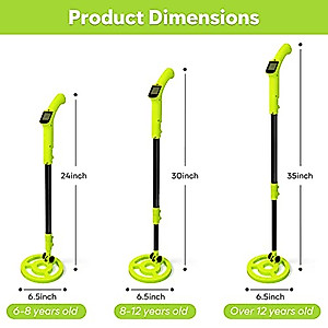 Metal Detector for Kids, iTayga Adjustable Kids Metal Detector(24"-35"), High Accuracy Coil Professional Waterproof Foldable Metal Detector, Very Lightweight(Only 0.88 Pouds) for Junior & Youth, Green