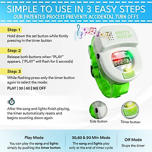 Potty Time: Purple Watch & Sticker Set | Water Resistant, Toilet Training Aid, Warranty Included. (Automatic Timers Plays Music & Flashing Lights for Fun Reminders), Green + Space Sticker Chart Kit