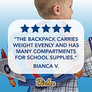Bixbee Little Boy's Rocketflyer Backpack, Blue Rocket Bookbag with Wings