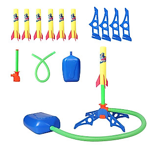 Duckura Kids Jump Rocket Launchers Toy, 6 Foam Rockets & Stomp Launcher, Up to 100Ft, Summer Outdoor Outside Play Game, Birthday Valentines Day Party Gift Toys for Toddlers Boys Girls Age 2 3 4 5 Year