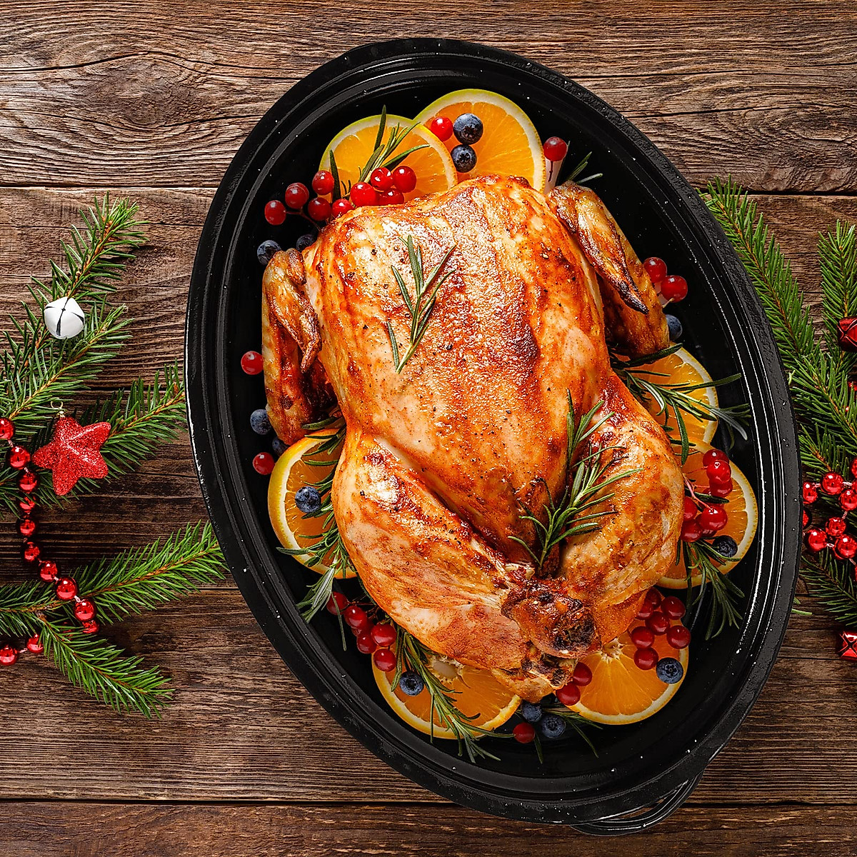 Tessco Roasting Pan 14.5 Inch Enamel Oval Turkey Roasting Pan with Lid 4.8 Quart Non Sticky Safe Spot Black Roaster Pot for Thanksgiving Gift Baking Turkey Cookware