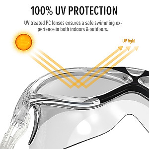 OutdoorMaster Swim Mask - Wide View Swimming Mask &amp; Goggles Anti-fog Waterproof Black