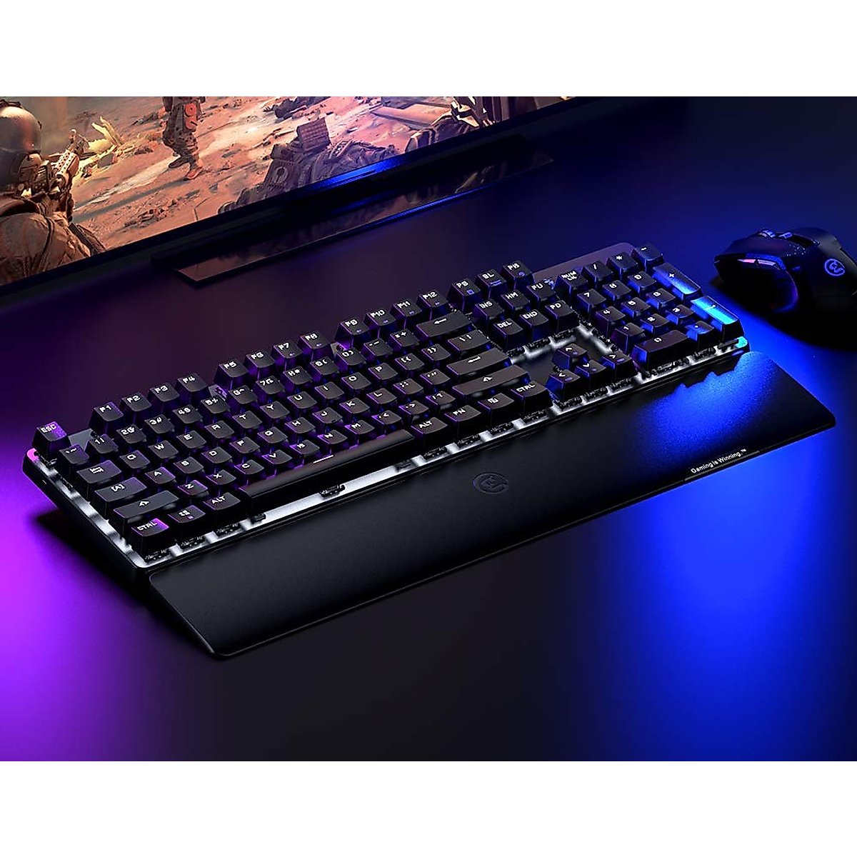 GameSir GK300 Wireless Mechanical Gaming Keyboard 2.4 GHz + Blutooth Connectivity, 1ms Low Latency, Aluminium Alloy Top Plate, Anti-ghosting for PC/iOS/iPad/Android Smartphone/Laptop and Mac (Renewed)