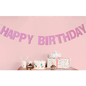 Prestrung Pink Happy Birthday Banner - Pink Happy Birthday Sign Garland Bunting Party Banner, Pink Birthday Decorations for Girls & Women