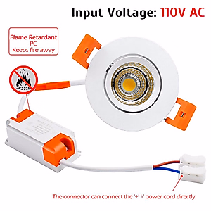 LightingWill 2inch LED Dimmable Downlight, 3W COB Recessed Ceiling Light, Natural White 4000K-4500K, CRI80, 25W 220LM Halogen Bulbs Equivalent, White (4 Pack)