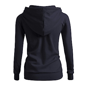 CLOVERY Women's Casual Basic Long Sleeve Zipup Hoodie NAVY US M/Tag M