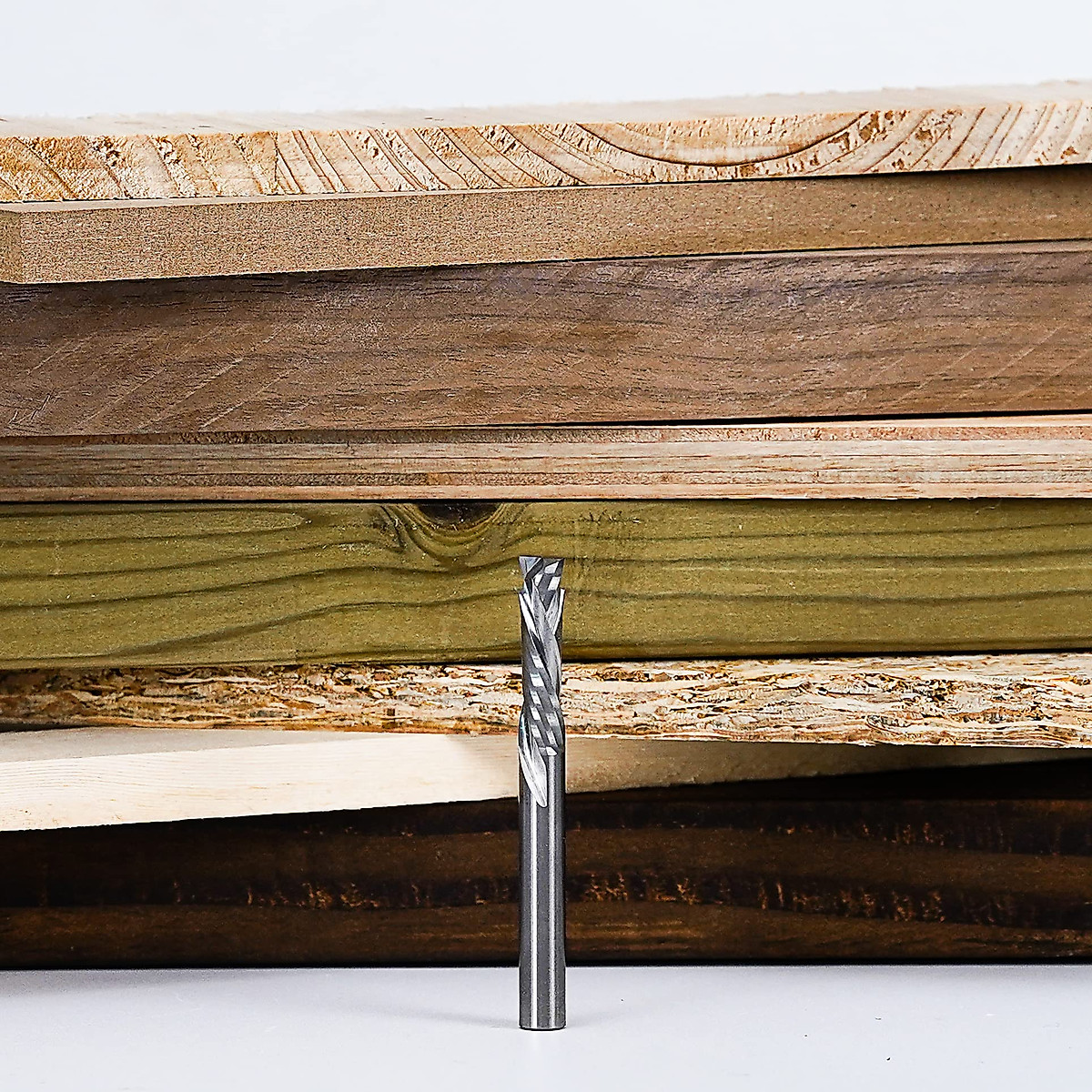 SpeTool 5PCS Compression Router Bits 1/4 inch Shank 1/4" Cutting Diameter ,Carbide UP Down CNC Router Bits Set Wood Router End Mills Carving Slotting Edge Cutting