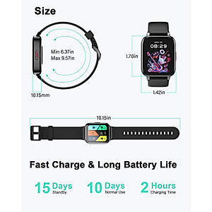 Smart Watch Android Fitness Tracker: 1.7" Smartwatch with Heart Rate SpO2 Sleep Monitor for Men Women, 5ATM Swimming Waterproof Fitness Watches for Android Phones & iPhone Compatible, 112 Sports Modes