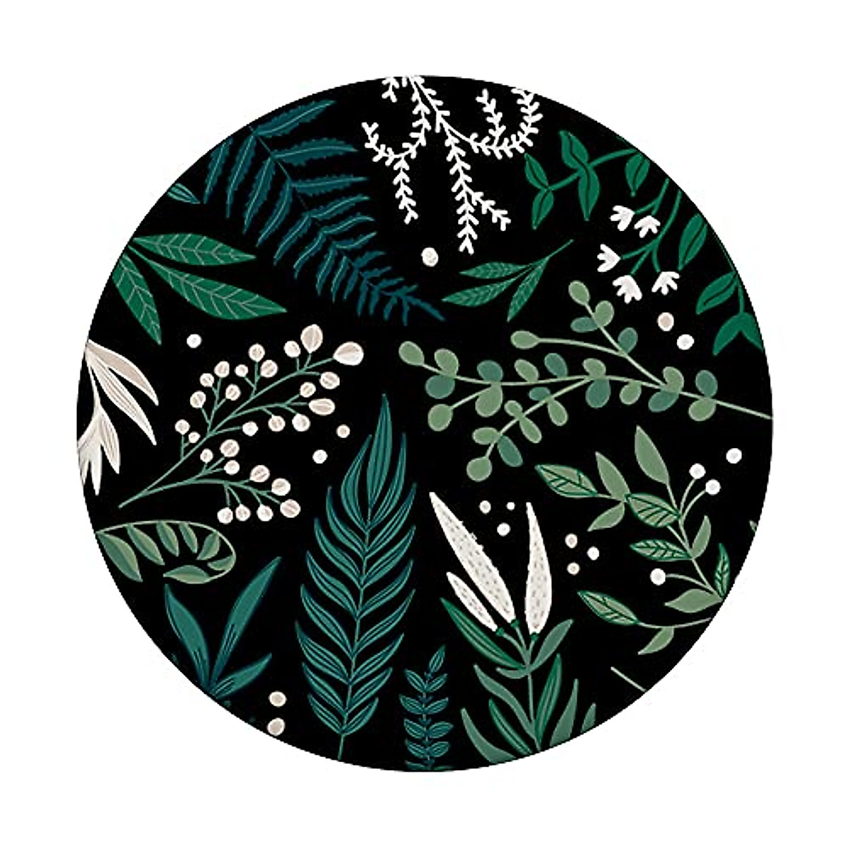 Green Botanical Fern Foliage & White Berry Floral Pattern PopSockets Swappable PopGrip