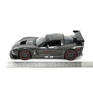 Big Time Muscle 1:24 2005 Chevy Corvette C6R Die-cast Car Charcoal Grey, Toys for Kids and Adults