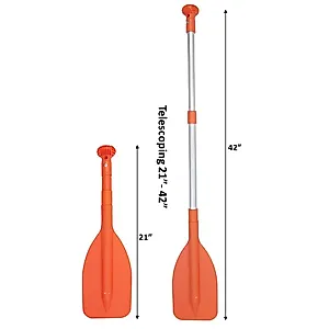 Pactrade Marine Boat Kayak Raft Mini Telescopic 21'' - 42'' Paddle Orange Blade Round Grip No Direction Limit