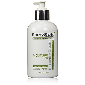 RemySoft Moisturelab Recovery Cream - Safe for Hair Extensions, Weaves and Wigs - Salon Formula Conditioner 8oz - Gentle Sulfate-free Lather