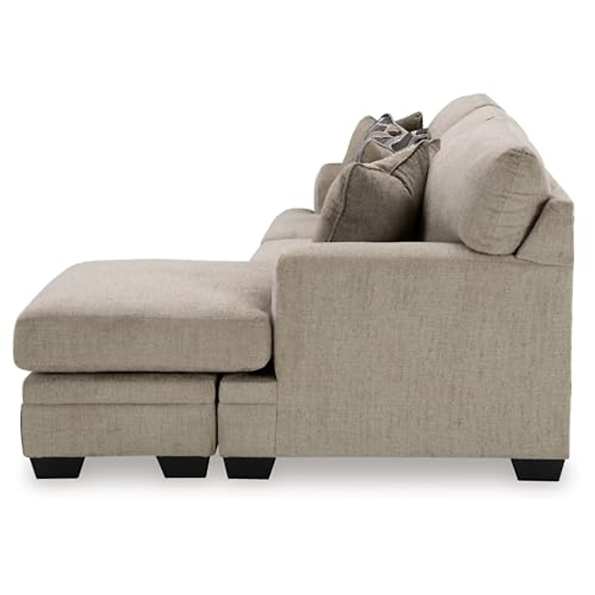 Signature Design by Ashley Stonemeade Casual Right-Arm Facing Sofa Chaise with 4 Toss Pillows, Light Brown