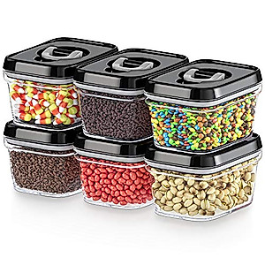 DWËLLZA KITCHEN Airtight Food Storage Containers with Lids – 6 Pieces All Same Size - Pantry Container for Spices, Candy, Nuts, Coffee and Tea, Clear Plastic BPA-Free, Keeps Food Fresh & Dry