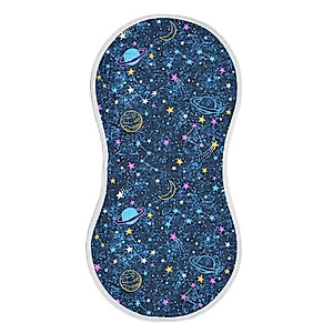 vvfelixl Muslin Burp Cloths Colorful Planets Comets Baby Washcloths for Baby Girl Boys 2 Pack Blue