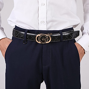 Civantiya Ratchet Belt for Men - Mens Belt Leather Black Designer 1 3/8" for Casual Jeans - Adjustable Belt Trim to Fit