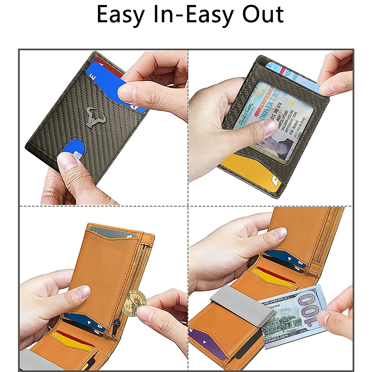 BULLIANT Slim Wallet Men, Leather Wallet Front Pocket Card Holders for Gift Men 3"X4.3"