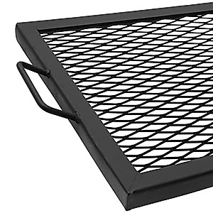 Sunnydaze X-Marks Fire Pit Cooking Grate - Outdoor Rectangle Black Steel BBQ Campfire Grill with Handles - 40-Inch
