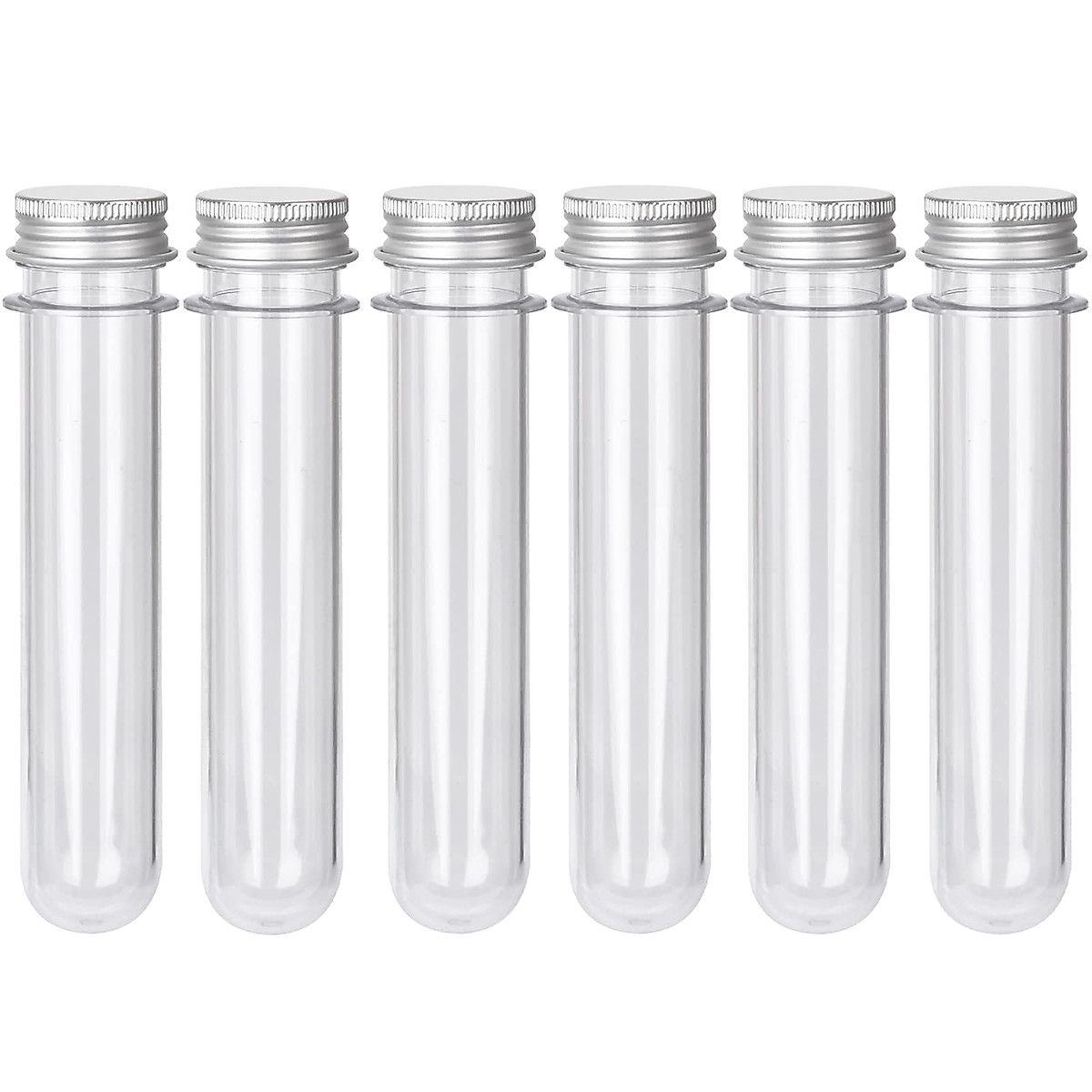 6PCS Plastic Test Tubes with Screw Caps 45ml Clear Tubes for Scientific Experiments, Party Decoration, Sample, Candy, Bath Salt, Storage