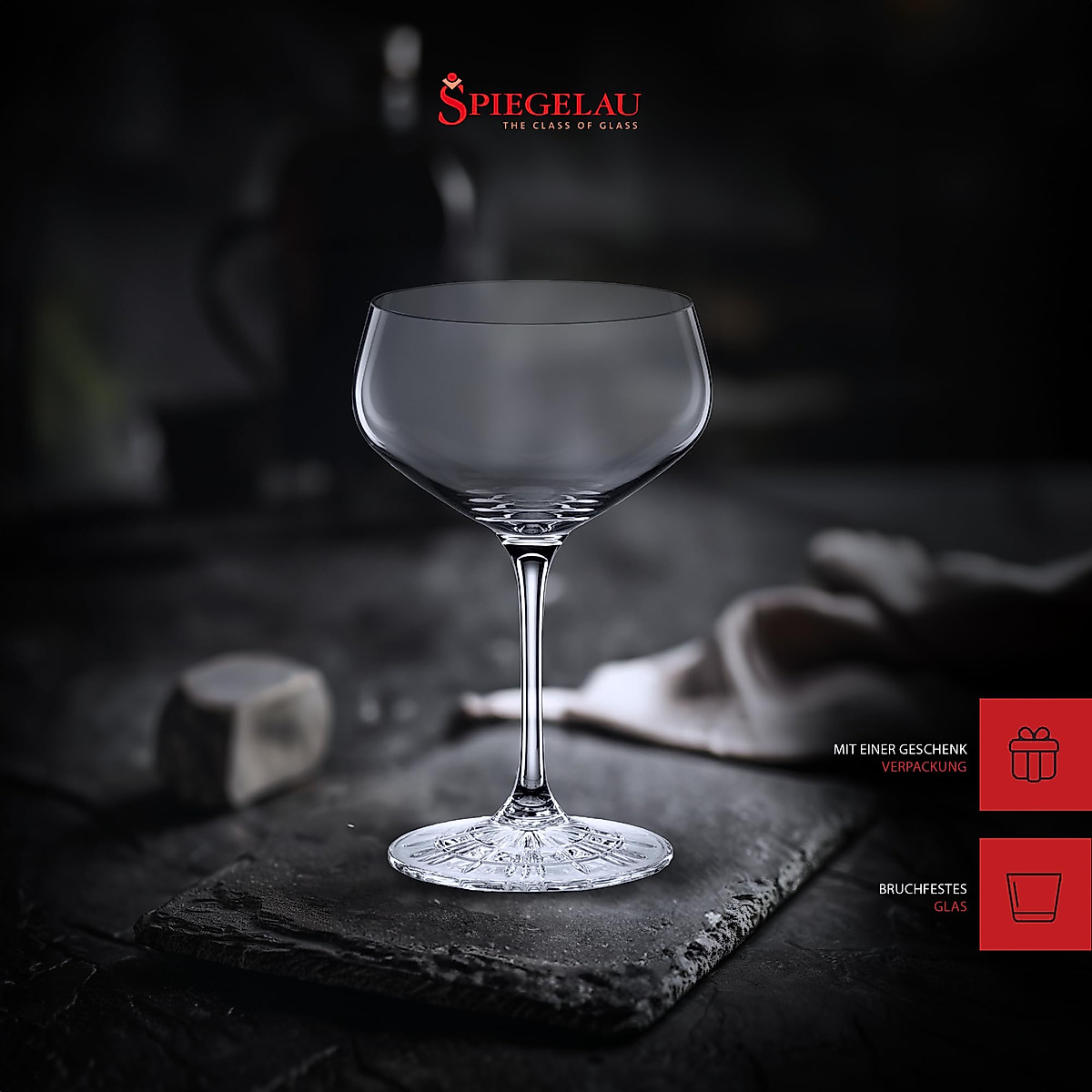Spiegelau Prefect Coupette Cocktail Glasses, Coupe Martini Glasses, Stemmed Drinkware, European Crystal, Drinkware Glass Set of 4, 8.3 oz.