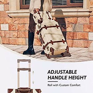 CO-Z Vintage Luggage Sets, 2 Piece Retro Suitcase with Spinner Wheels TSA Lock and Carry On Briefcase, Large 24" Trunk Small 12" Train Case Leather Travel Luggage Set for Women Men, Beige