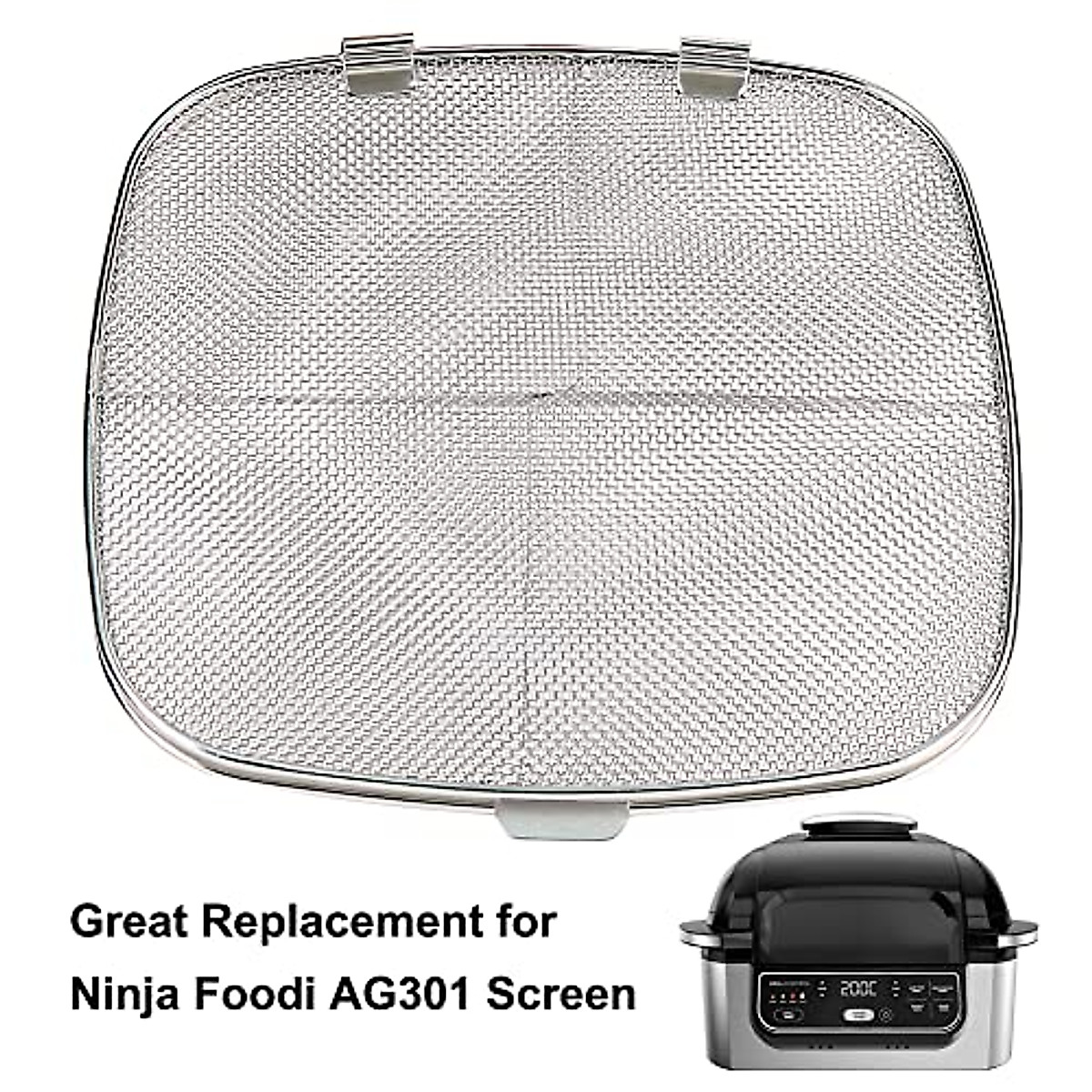 BYKITCHEN Stainless Steel Splatter Shield for Ninja Foodi AG301, Air Fryer Accessories for Ninja Foodi 5-in-1 Indoor Grill, Replacement Parts for Ninja Foodi AG300, AG300C,AG301C, AG302, AG400