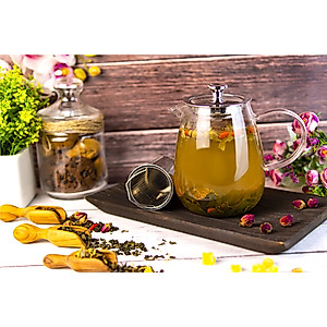 Aserson 1000 ml/33 oz Glass Teapot, Heat Resistant, Stainless Steel Infuser, Handmade, Leaf Tea Brewer, Borosilicate Glass, Stovetop Teapot and Microwave Safe