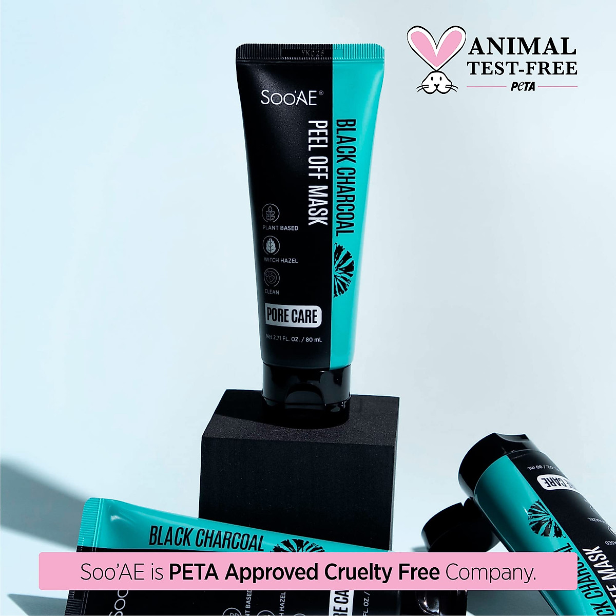 Soo'AE Black Charcoal Peel Off Mask 1 EA - 2023 NEW Deep Pore Cleansing Activated charcoal peel off black face mask Black Head Black Mask Made in Korea