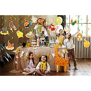 24 Pcs Chicken Hanging Swirls Chicken Farm Ceiling Swirls Decorations Chicken Birthday Party Supplies for Chick Birthday Baby Shower Decorations Chicken Party Decorations