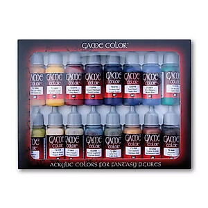 Vallejo Acrylicos Game Color Advanced Set, Model Color Paint Set, 1/2 Fl. Oz. Bottles, 16 Colors
