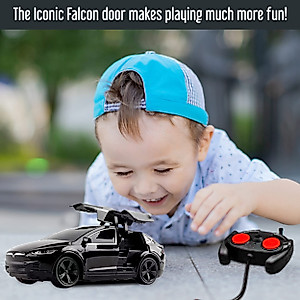 TPower T Power! Dynamic Remote Control Car 1 24 Scale RC Vehicle Great Gift for Children Remote Control Car Model with Falcon Door in Black Color