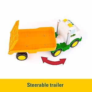 JOHN DEERE Lights & Sounds Farmin' Friends Hauling Set - Includes Toy Truck and Backhoe Tractor Toy Toys - Toddler Toys Ages 18 Months and Up