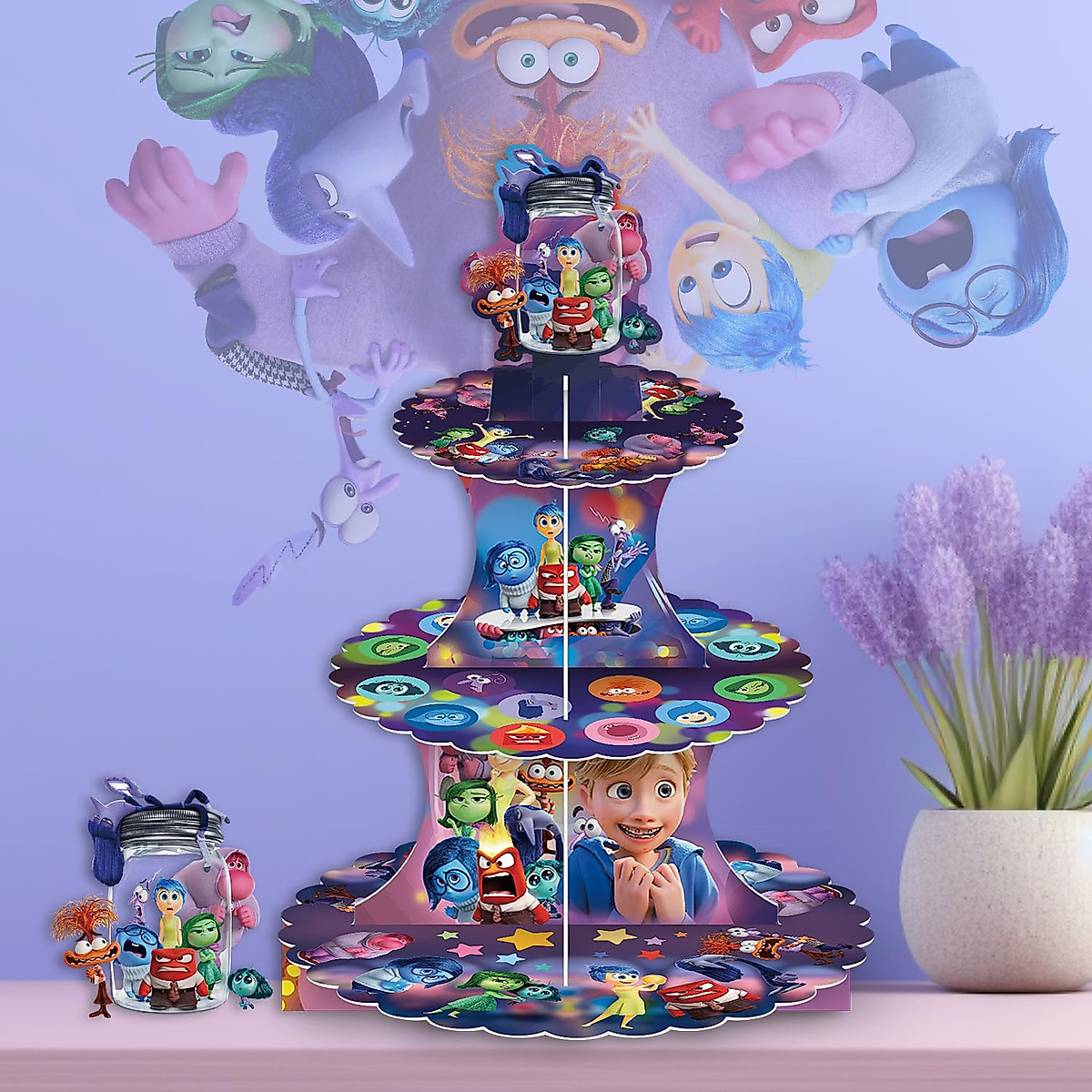 ZEZGERS Inside Cupcake Stand Holder 3 Tier Party Decorations Inside Party Supplies For Birthday Party