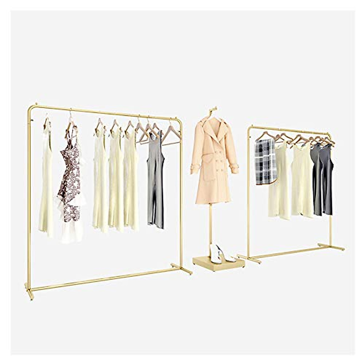 Floorstanding Hanging Carboot Display Rail,Wrought Iron Continental Clothes Rail,Convenient and Practical,Fashion/Golden / 160cm