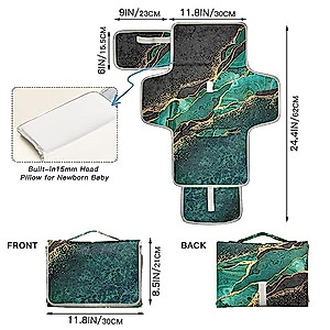 Marble Portable Baby Changing Pad Diaper Changing Table Pad Foldable Travel Changing Station with Built-in Pillow for Newborn Essentials Baby