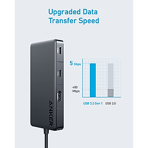 Anker 341 USB-C Hub (7-in-1, 4K HDMI Display) with 3 5Gbps USB-C and USB-A Data Ports, Max 100W Power Delivery, Ethernet for Lenovo, Dell XPS, HP Laptops, MacBook, Ipad, and More