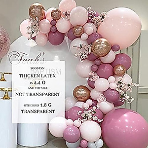 Soonlyn Pink Balloons Garland 135 Pcs Double Stuffed Balloons, Dusty Rose Gold Metallic Confetti Latex Balloons Arch Kit for Baby Shower Decorations for Girl Birthday Party, Bridal Shower, Wedding